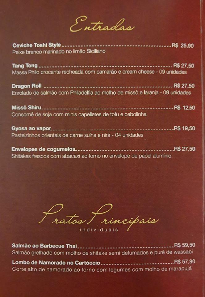 Menu em Toshi restaurante, São Pedro da Aldeia