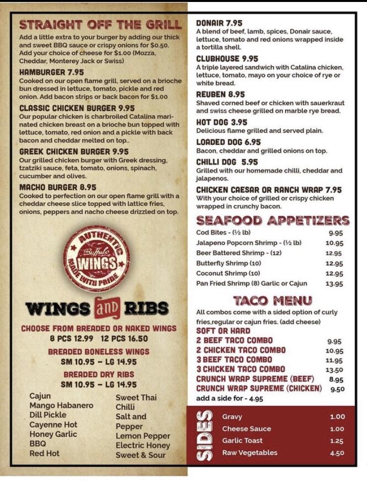 Menu at Baacos Bar & Grill, Thompson