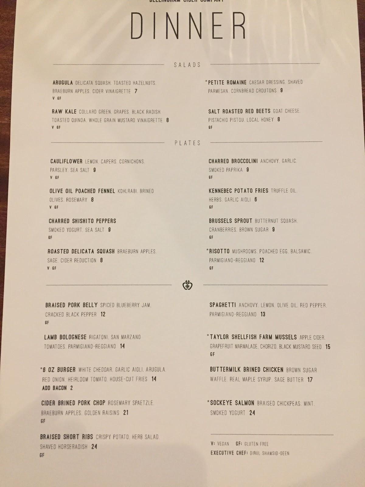 Menu at Bellingham Cider Company pub & bar, Bellingham