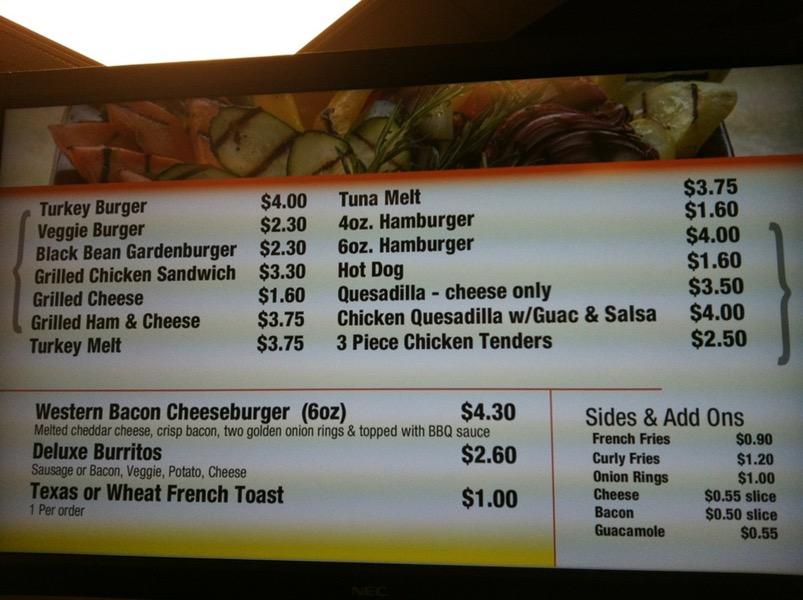 Menu at Cafeteria @ UMC, Tucson