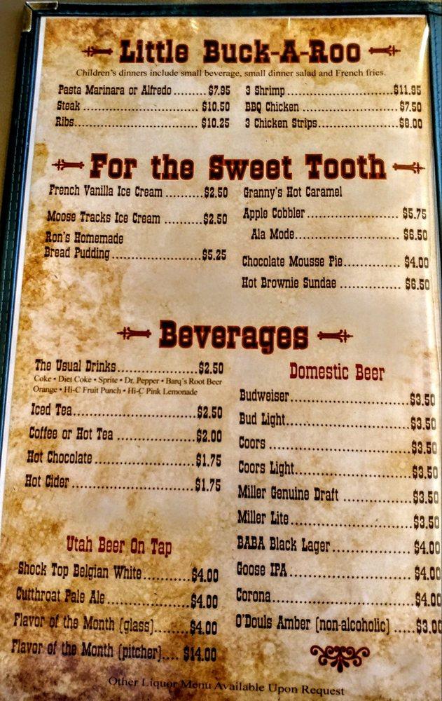 Menu at Rusty's Ranch House BBQ, Cedar City, UT-14