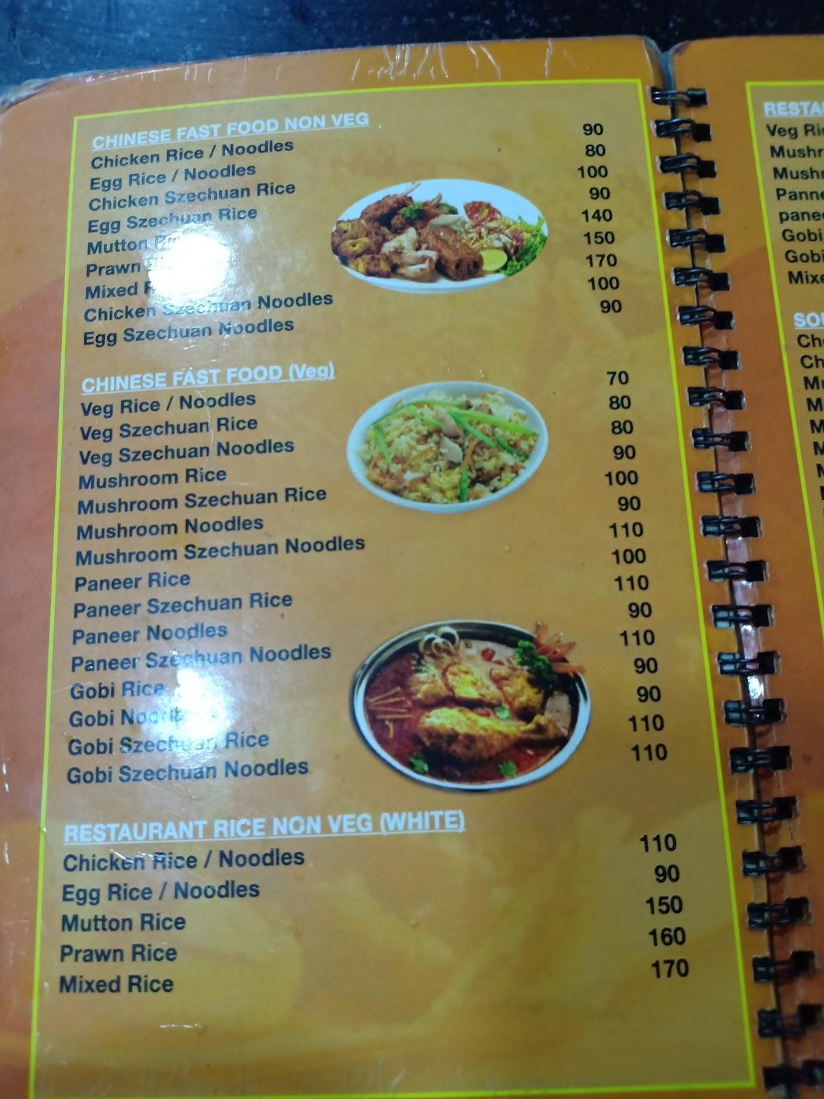 Menu at S.S. Pandiyan Hotel, Chennai