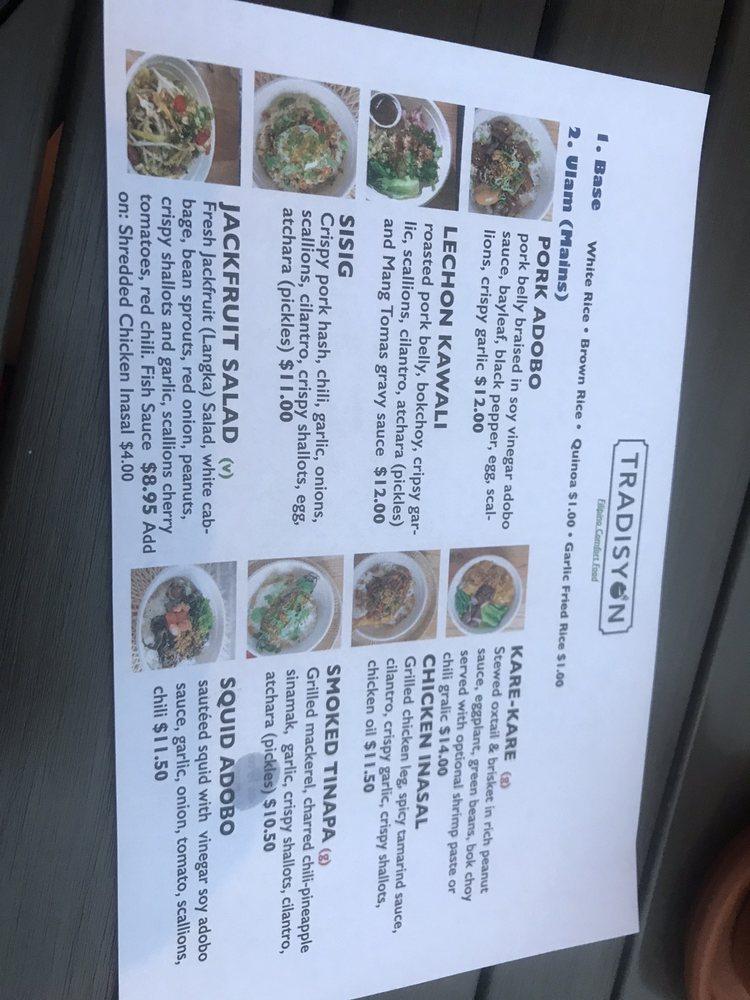 Menu at Tradisyon restaurant, West New York, 790 9th Ave