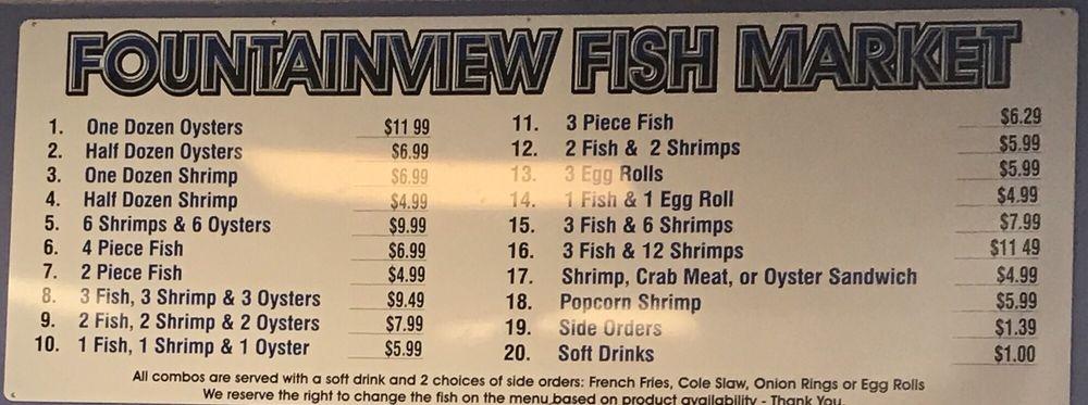 Menu at Fountain View Fish Market restaurant, Houston