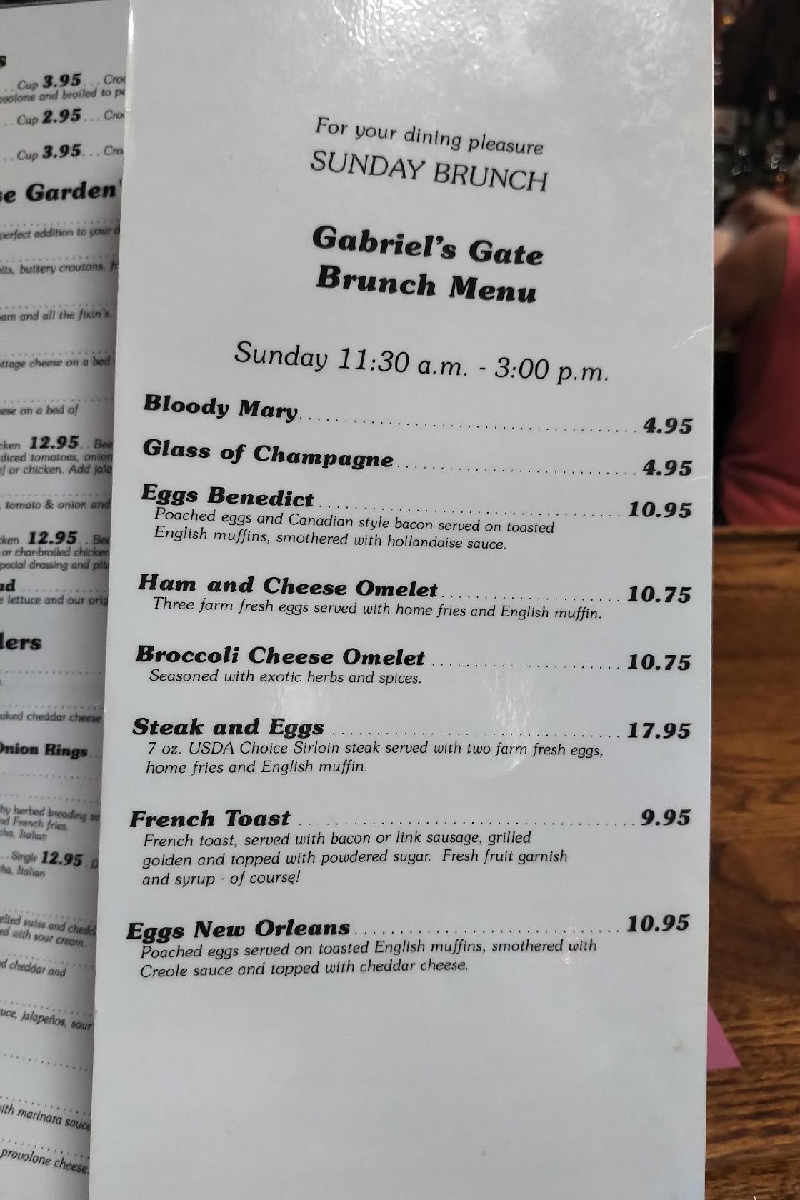 Menu at Gabriel's Gate pub & bar, Buffalo