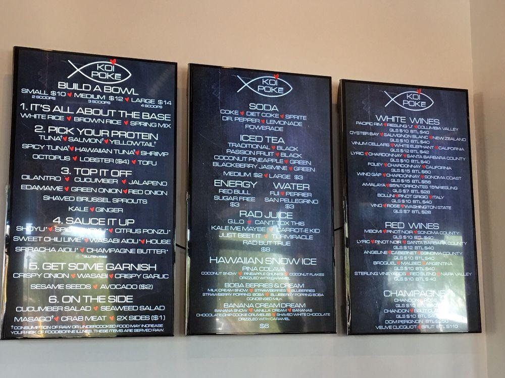 Menu at Koi Poke - DC Ranch restaurant, Scottsdale, N Pima Rd #100