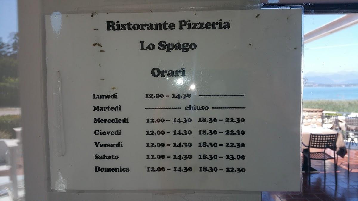 Menu at Lo Spago pizzeria, Desenzano del Garda, Viale F. Agello