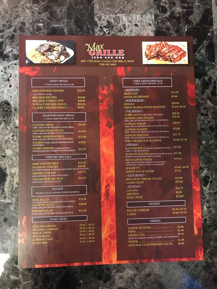 Menu at Max Grille Jerk and BBQ, Country Club Hills