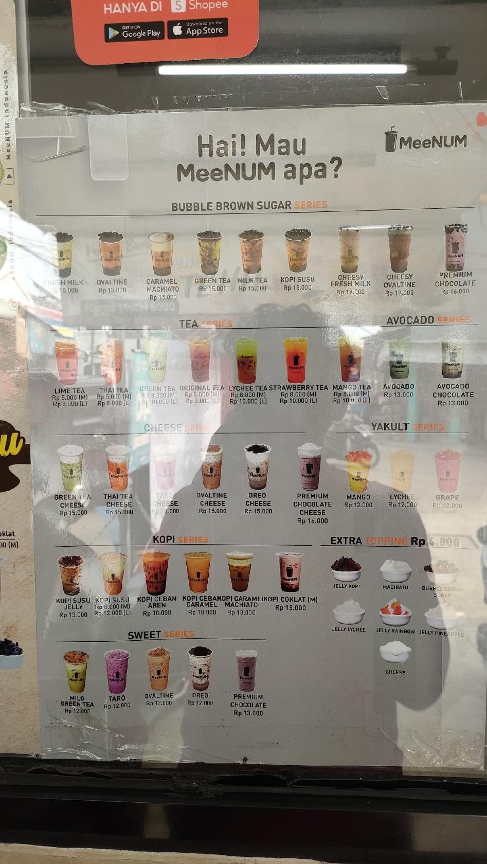Menu at MeeNUM, Tugu Macan cafe, Ragajaya