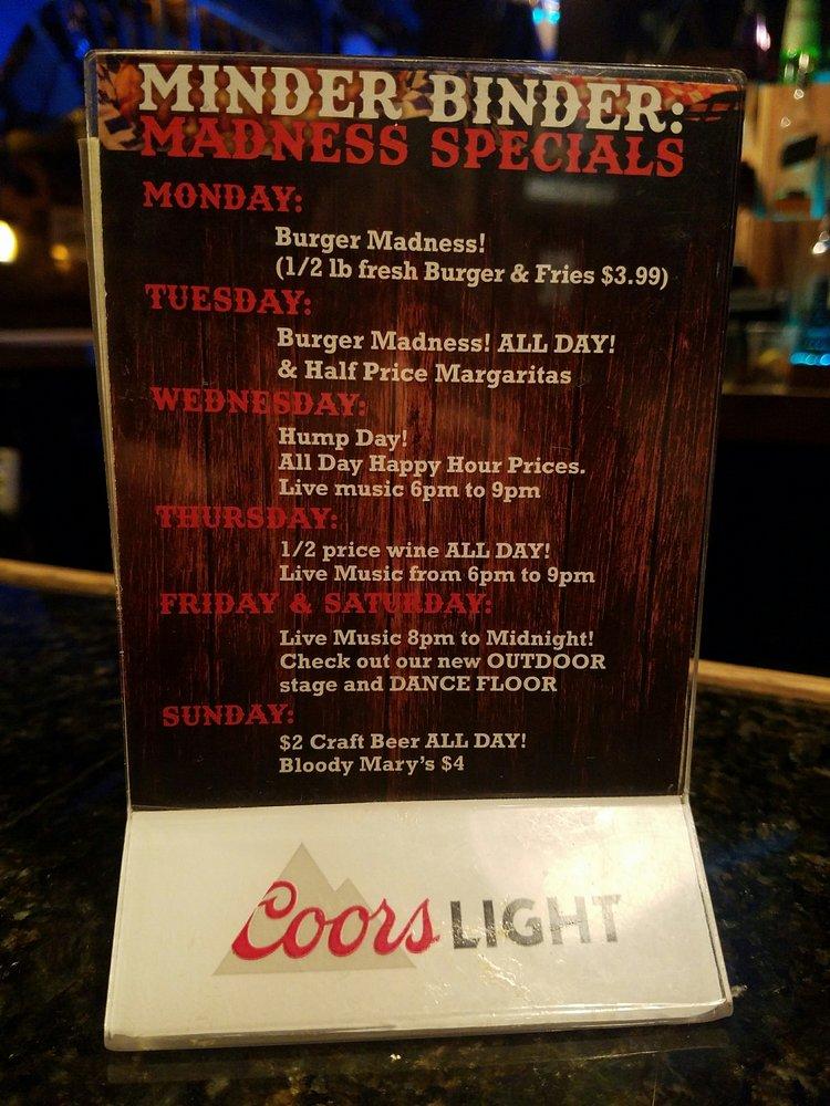 Menu at Minder Binder restaurant, Tempe