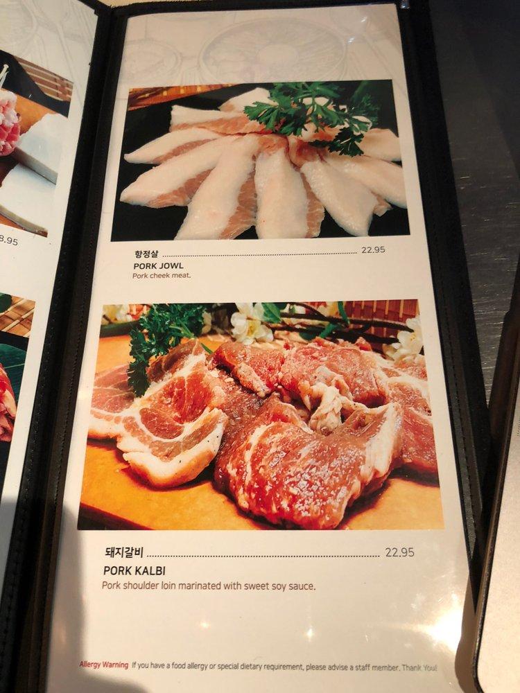 Menu at Sooda Korean BBQ, Burnaby