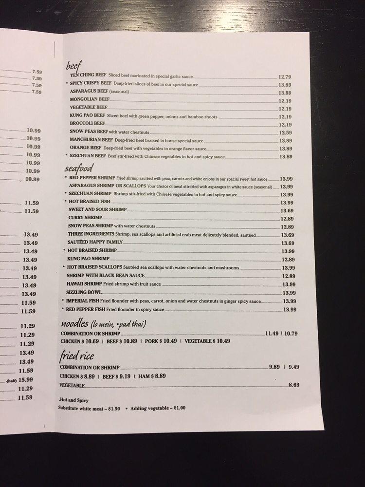Menu at Yen Ching restaurant, Richmond Heights