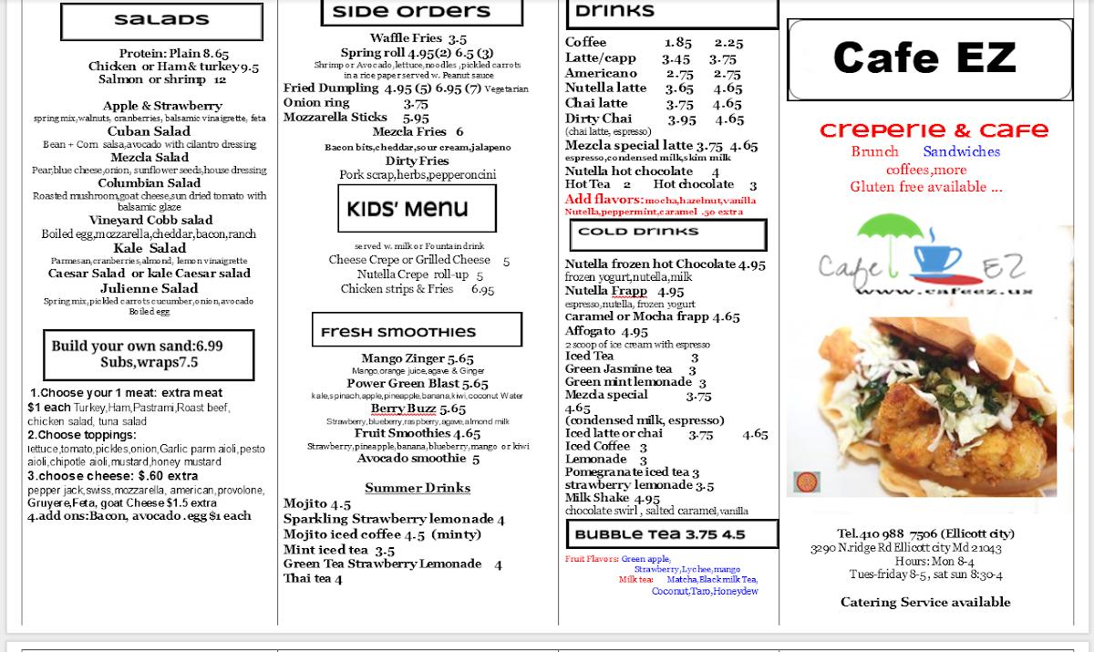 Menu At Cafe EZ Ellicott City Menu At Cafe EZ Ellicott City