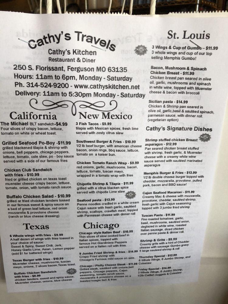 Menu at Cathy's Kitchen restaurant, Ferguson