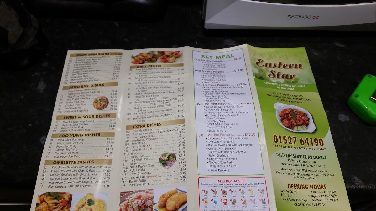 Menu at Eastern Star fast food, Redditch