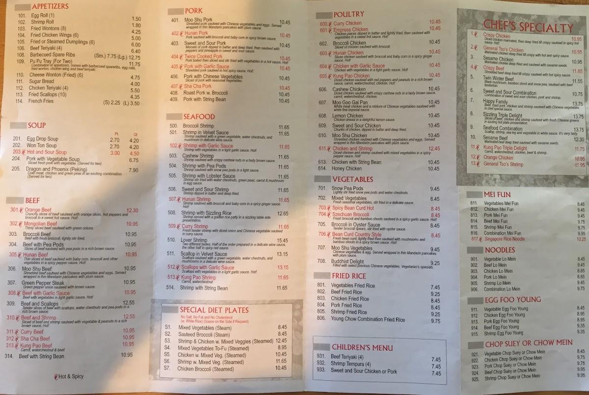 Menu at Happy Garden restaurant, Orange