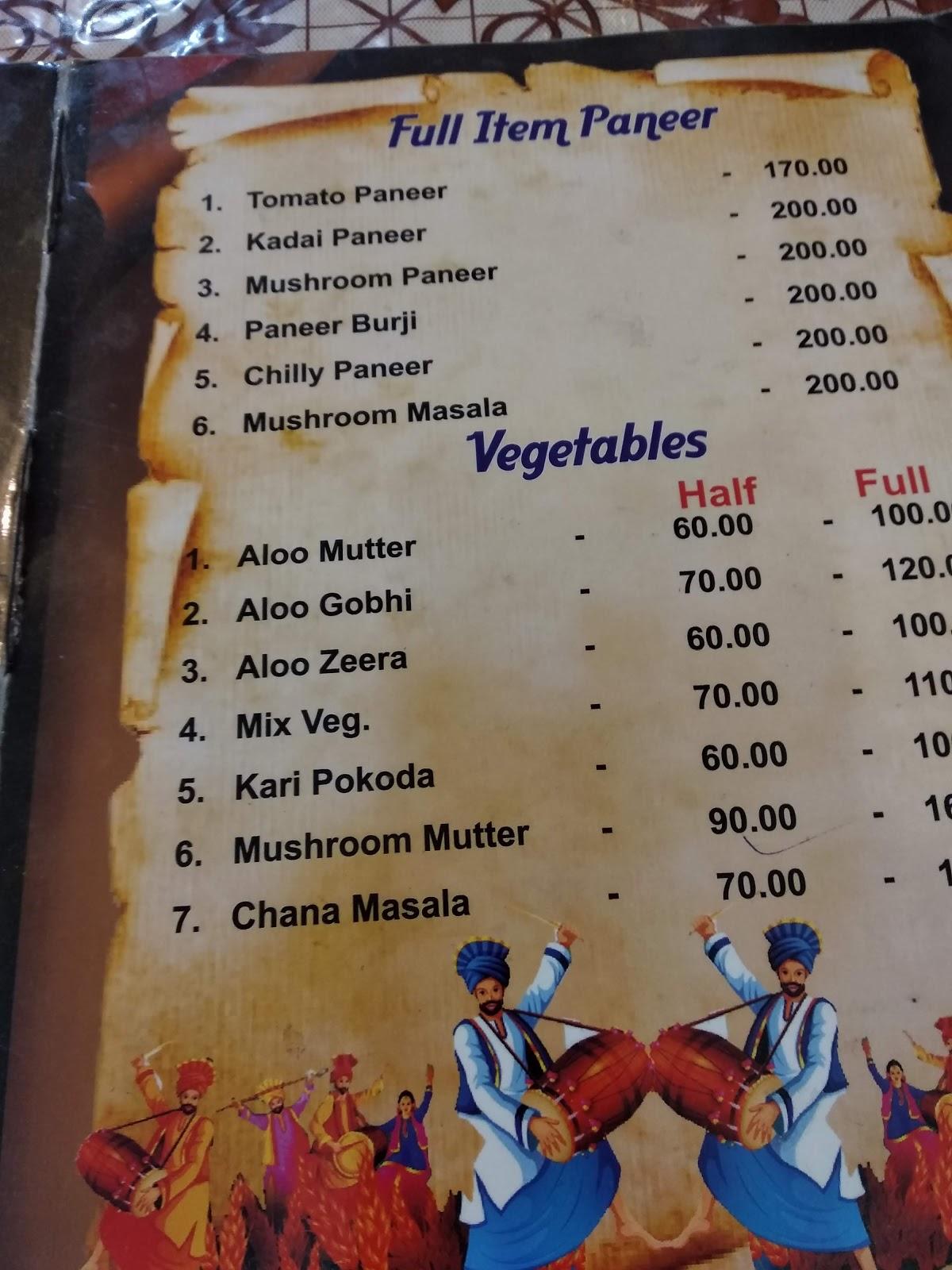 Menu at Punjabi Tadka Veg Restaurant, Leh, Main