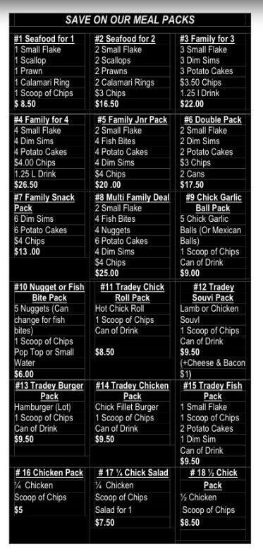 Menu at The Alfredton Fish Shop fast food, Alfredton