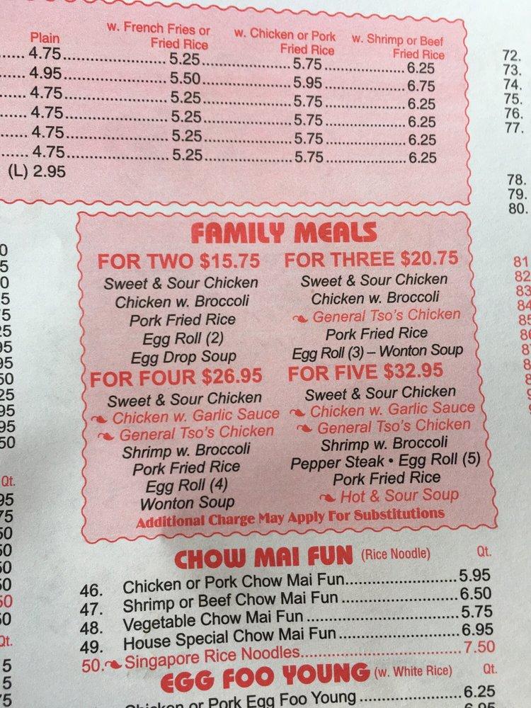 Menu at Chef King II restaurant, Semmes