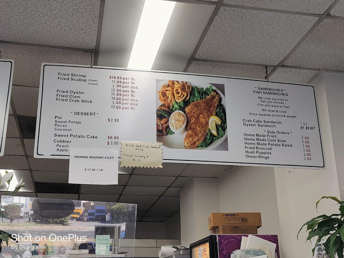 Menu at Potomac Fish House restaurant, Mount Rainier