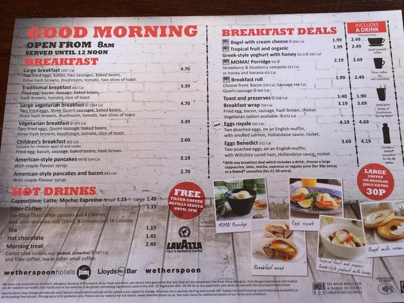 Menu at The Ralph Fitz Randal - JD Wetherspoon pub & bar, Richmond, 6 ...