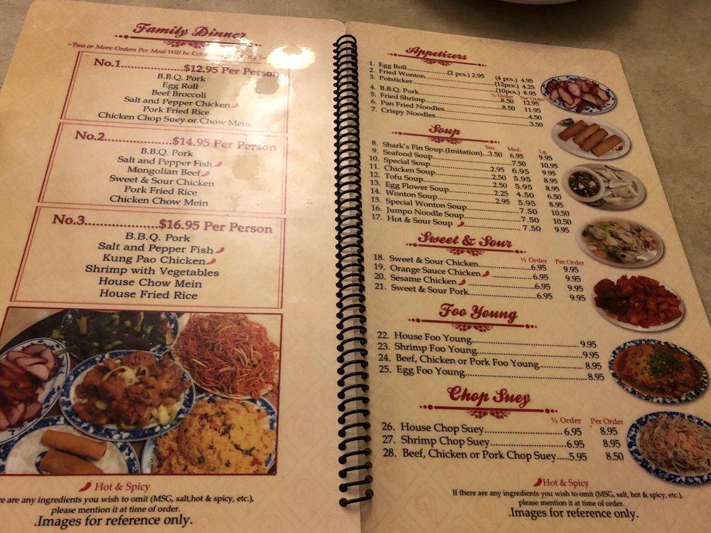Menu at Fortune House restaurant, El Centro