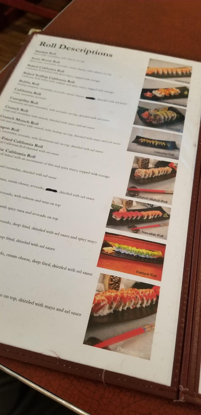 Menu at Kampai Sushi restaurant, Tucson, N Oracle Rd