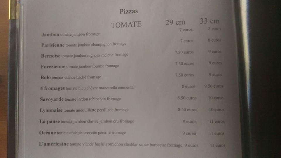 Menu at LA PAUSE restaurant, Balbigny