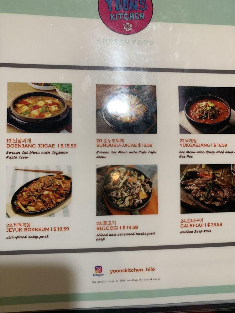 Menu at Yoon's Kitchen Korean Food & Chicken restaurant, Hilo
