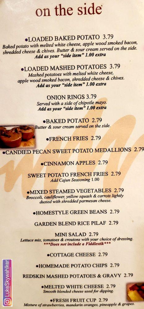 Menu at Fiddlestiks Food & Spirits Company restaurant, Hannibal