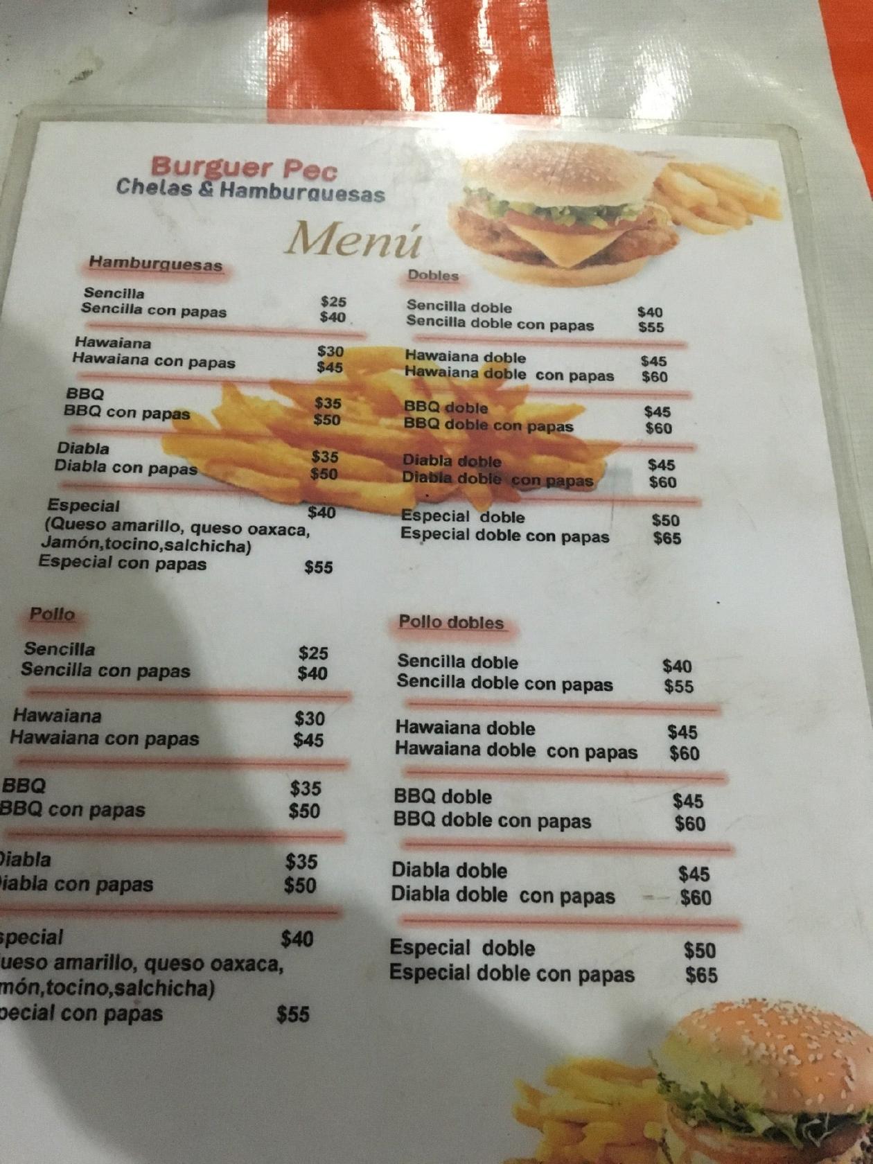 Menu at Fonda Fabiola restaurant, Yautepec de Zaragoza