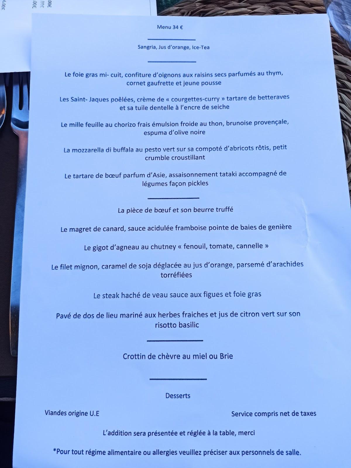 Menu au Le Clos des Framboisiers restaurant, Carcassonne