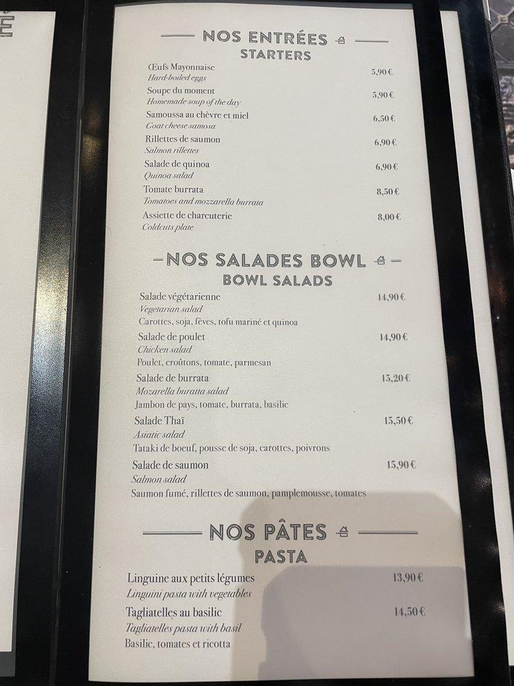 Menu au Le Drop Café, Paris