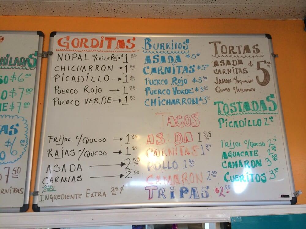 Menu at Mexican Deli restaurant, Richland Hills