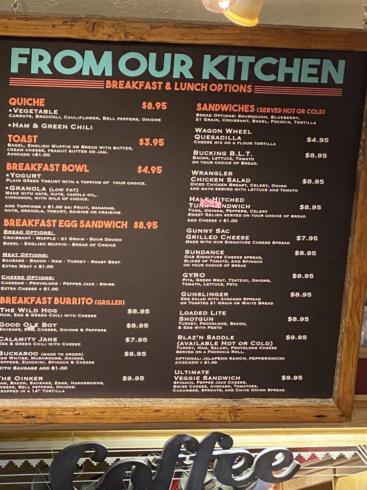 Menu at Book Peddler & Coffee Cafe @ Book Peddler, West Yellowstone
