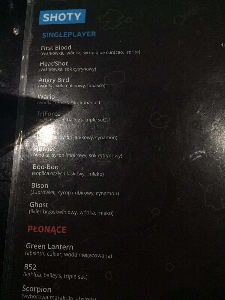 Menu at Cybermachina Game Pub - Kraków, Kraków