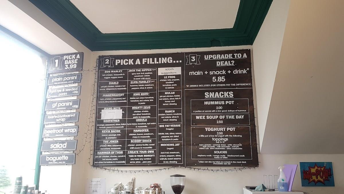 Menu at Grub Fresh Food cafe, Aberdeen, 148 Spital