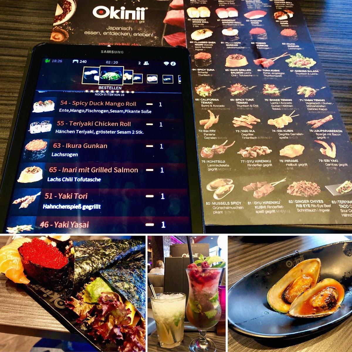 Menu at Okinii Köln restaurant, Cologne