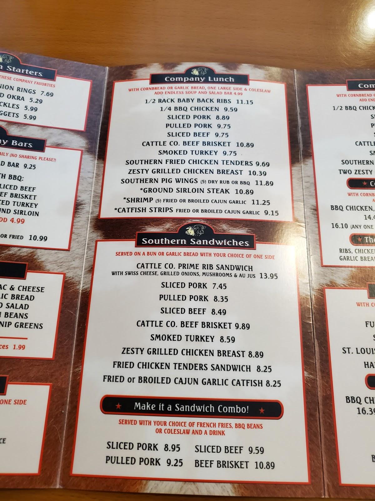 Menu at Southern Pig & Cattle Co. Stuart BBQ, Stuart