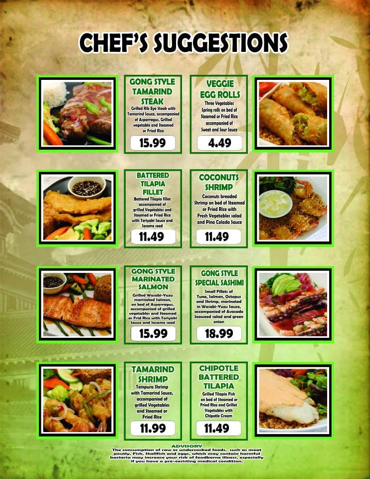 Menu at Sushi Gong restaurant, Douglas