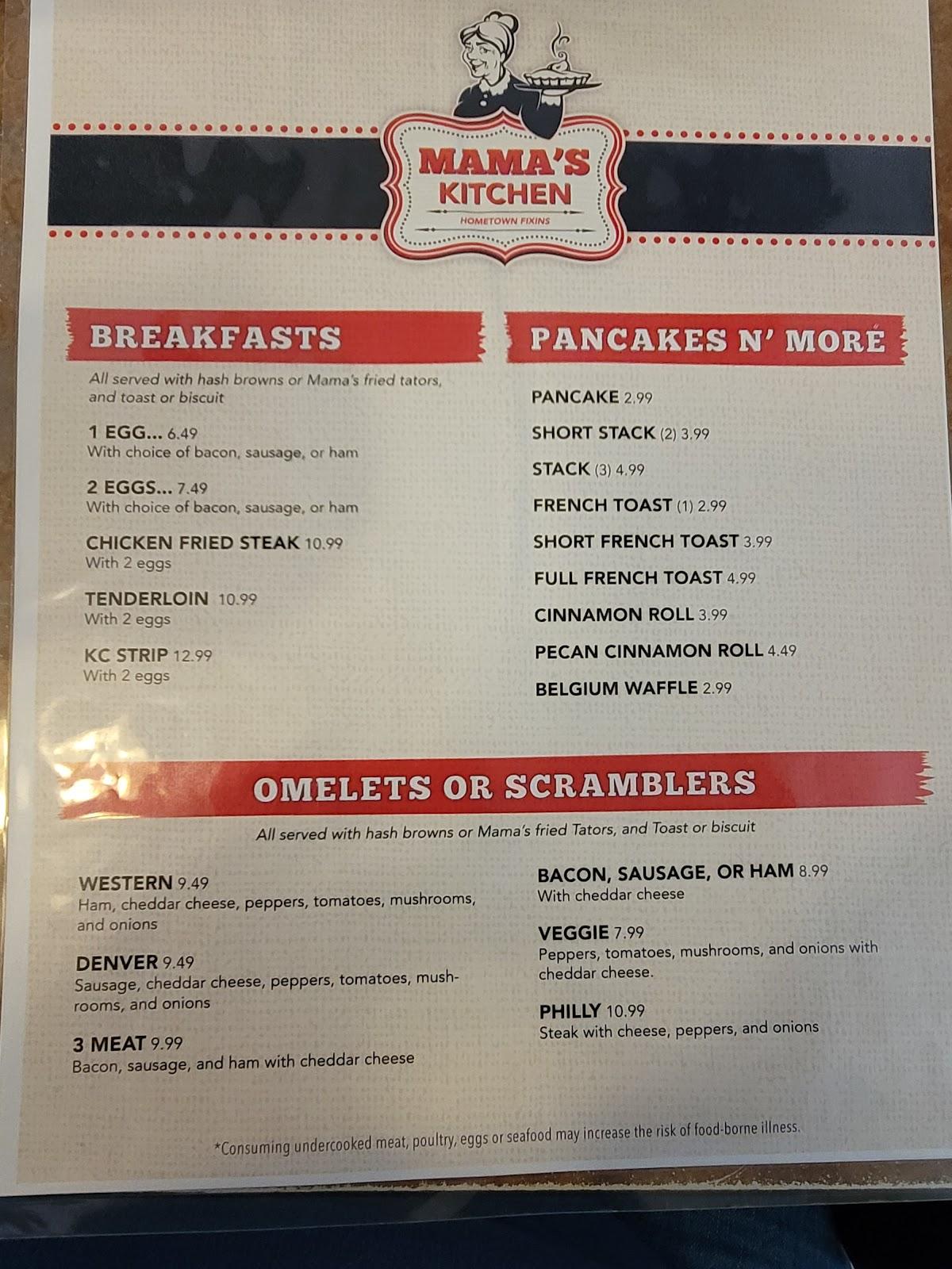 Menu at Mama's kitchen desserts, Archie