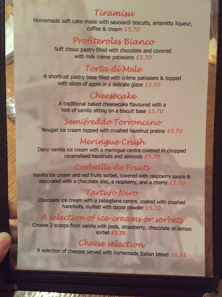 Menu at Colosseo Restaurant, London