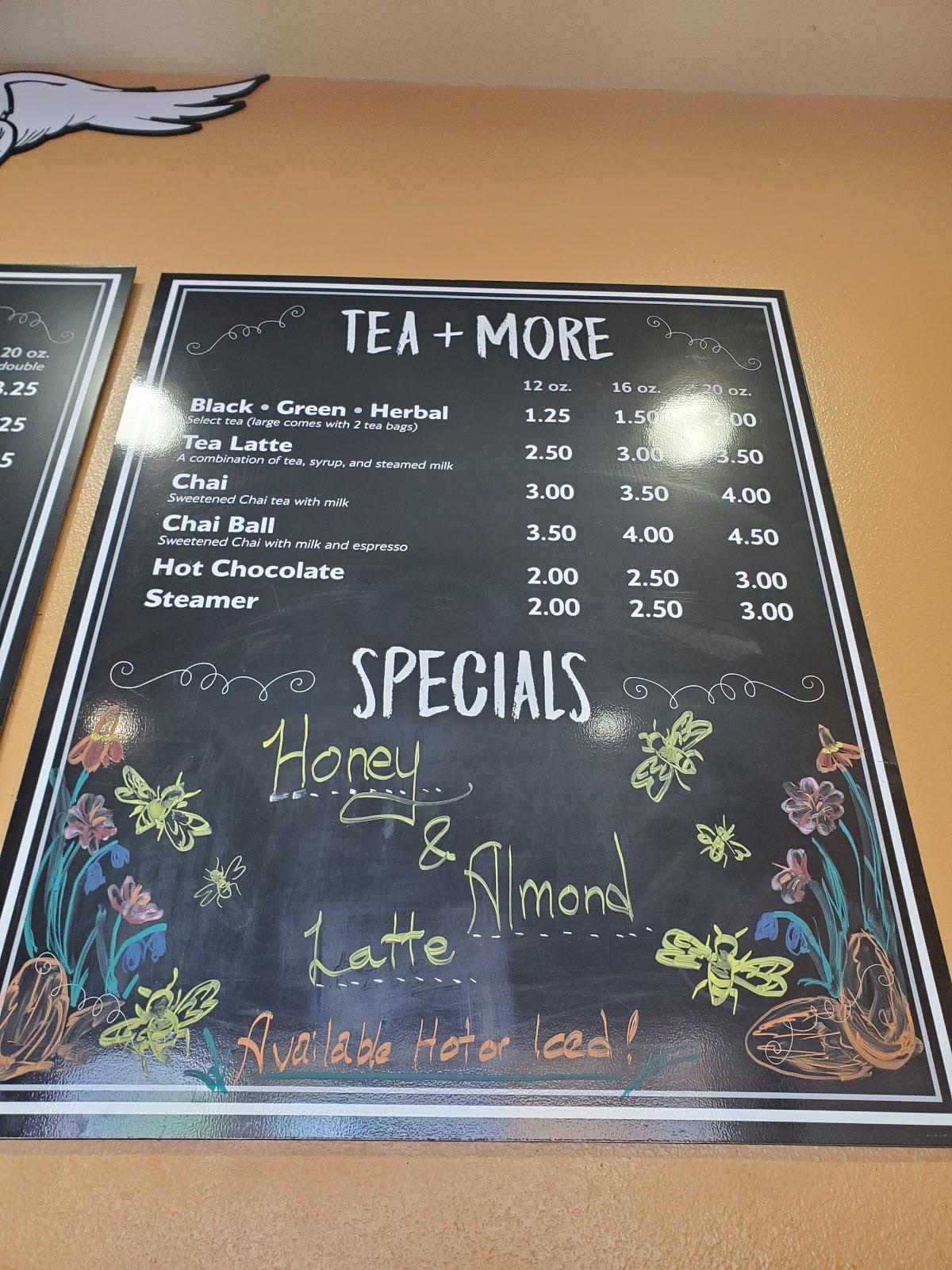 Menu at The Caring Cup cafe, Albuquerque