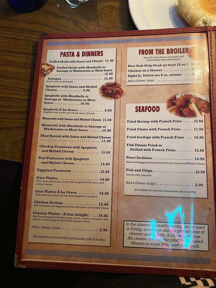 Menu at Apollo Pizza pizzeria, Apollo Beach