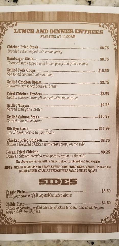 Menu at Bailey's Cafe, Ennis