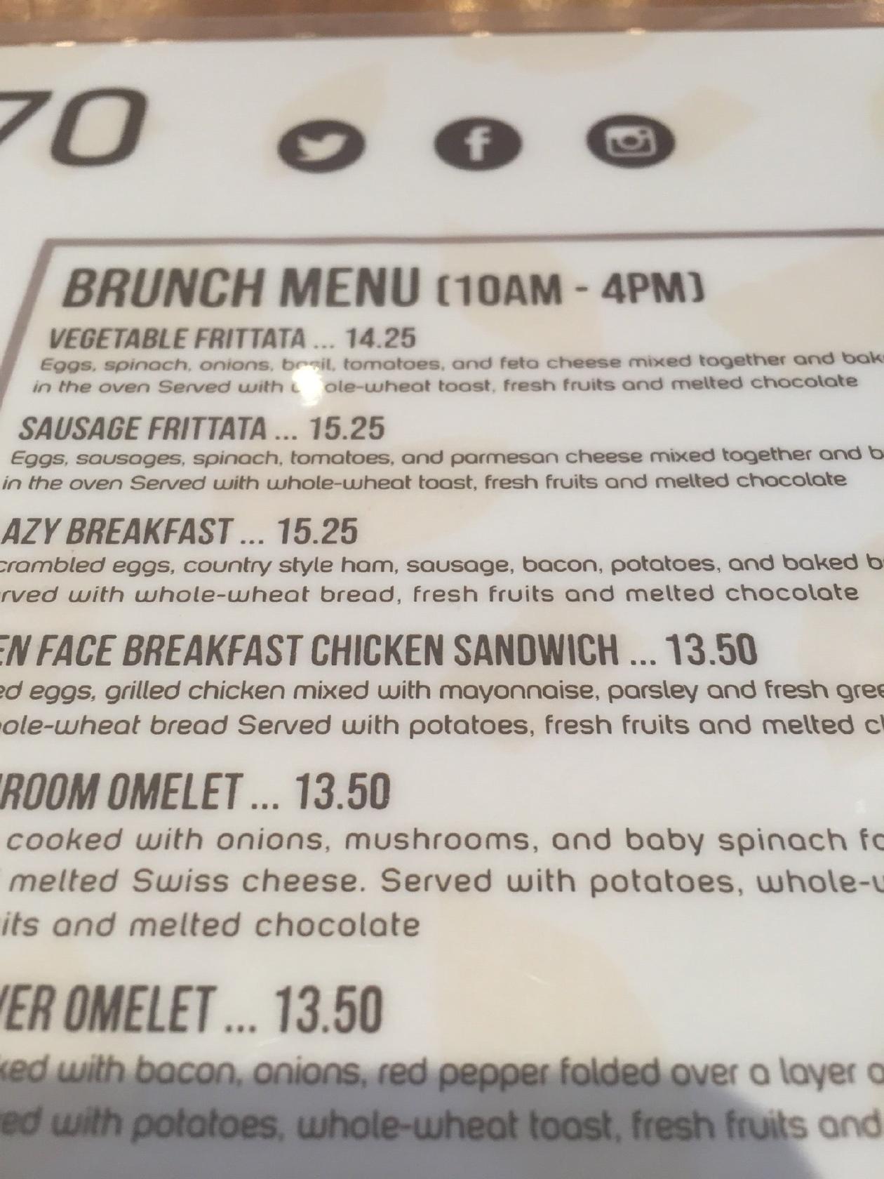 Menu at CACAO 70 Eatery (Distillery) restaurant, Toronto, 28 Gristmill Lane