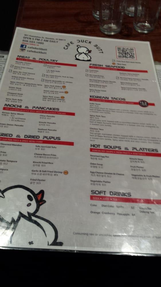Menu at Cafe Duck Butt, Honolulu