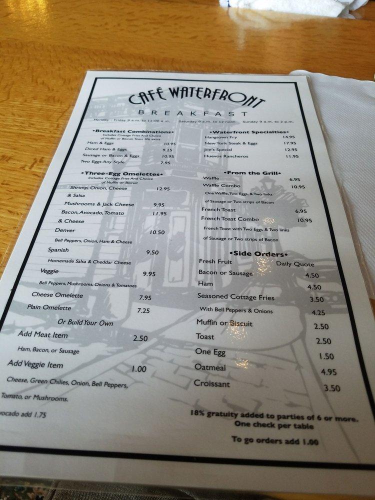 Menu at Café Waterfront pub & bar, Eureka, 102 F St