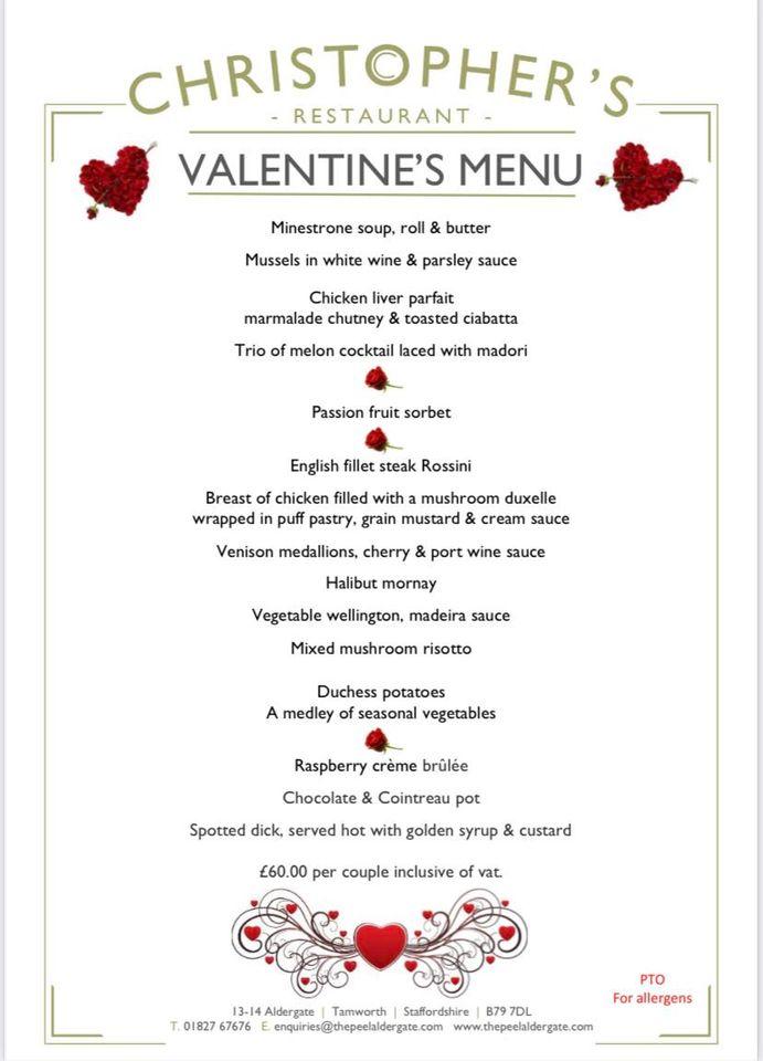 Menu at Christopher's British Bistro - Restaurant, Tamworth