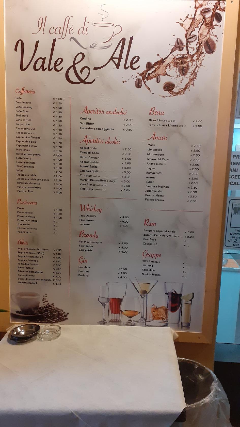 Menu da Il Caffè di Vale & Ale pub & bar, Cagliari